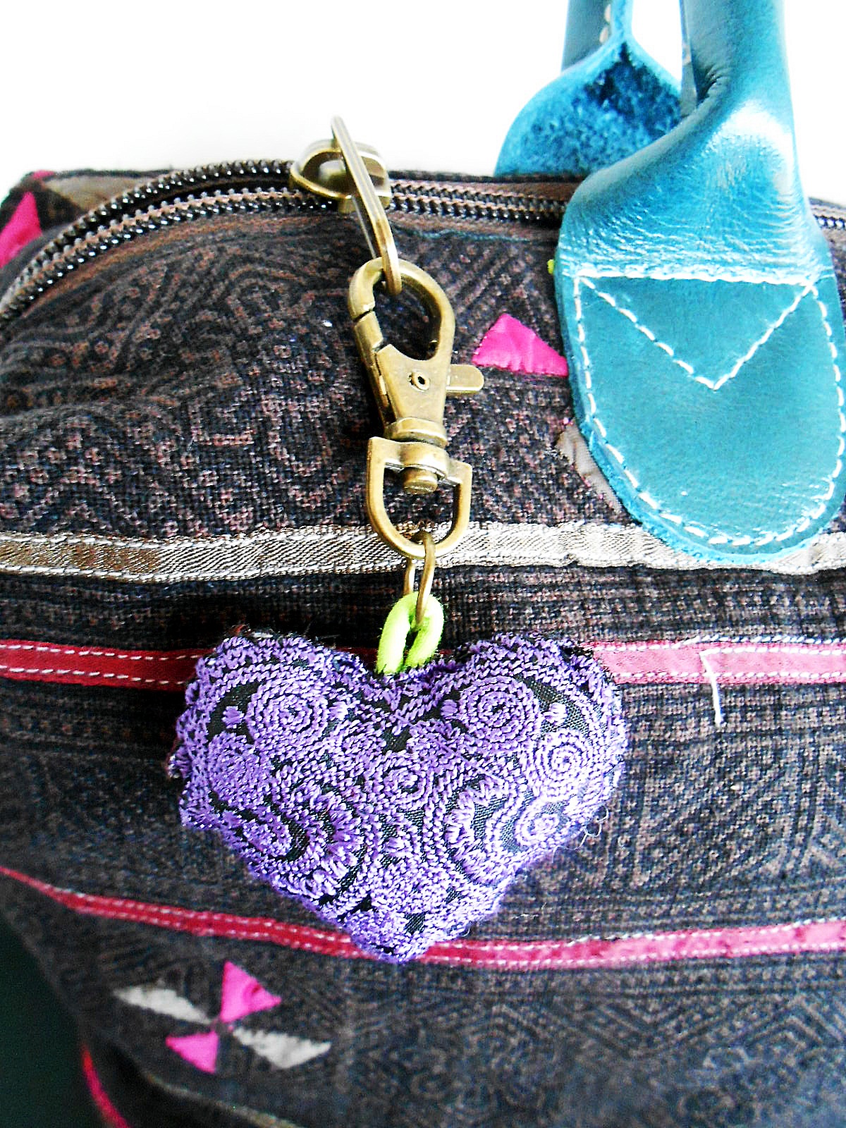 Vintage Purple Heart Keychain Zip Pull Bag Accessory Decoration By ...
