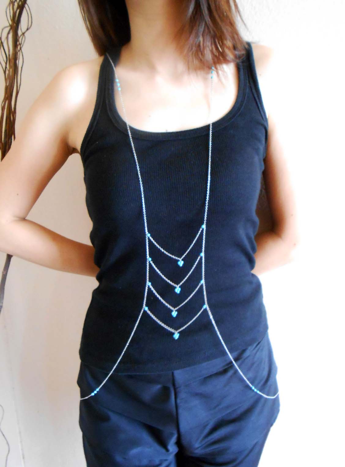 Delicate Body Chains, Turquoise Bead Stone, Celebrity Inspired Body ...